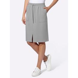 Sweatrock Heine, Damen, Gr. 42, steingrau, 55% Viskose, 40% Polyester, 5% Elasthan, unifarben, knielang, R&ouml;cke