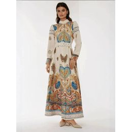 Hiccup Kleid Damen Größe 38 himmelblau / braun / goldgelb / weiß Winterkleid
