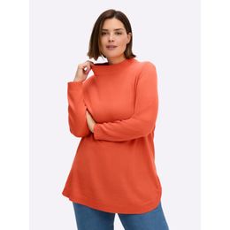 sheego Gro&szlig;e Gr&ouml;&szlig;en Pullover mit abgerundetem Saum, orange, Gr&ouml;&szlig;e 52 - Damen