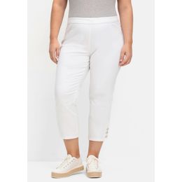 sheego Große Größen 7/8-Jeans mit seitlichen Zierknöpfen, weiß, Größe 46 - Damen