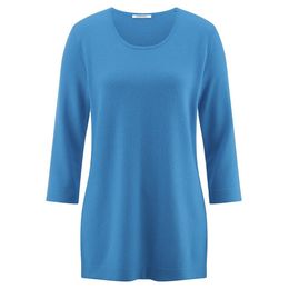Peter Hahn - Long-Pullover, blau, Gr. 40 / M - Schurwolle