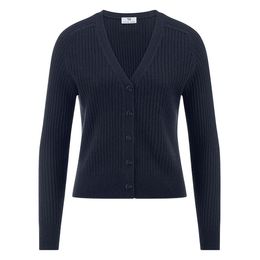 Peter Hahn - Strickjacke mit tiefem V-Ausschnitt, blau, Gr. 40 / M - Seide