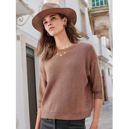 Peter Hahn - Pullover mit 3/4-Arm, braun, Gr. 40 / M - Baumwolle