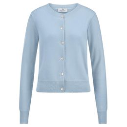 Peter Hahn - Strickjacke mit Rundhals-Ausschnitt, blau, Gr. 44 / L - Kaschmir