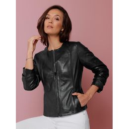 Lederblazer Mainpol "Lammnappa-Lederblazer", Damen, Gr. 46, schwarz, 100% Lammnappaleder, Blazer Lederblazer