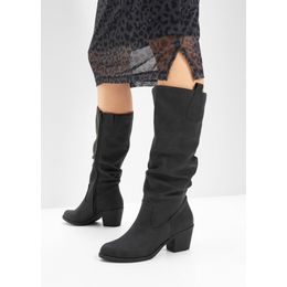 bonprix Stiefel, schwarz, Gr.43, Moderner Stiefel mit Blockabsatz