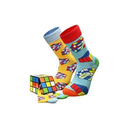 Crea Socks Socken 'Zauberw&uuml;rfel' Herren Gr&ouml;&szlig;e 38/39 goldgelb