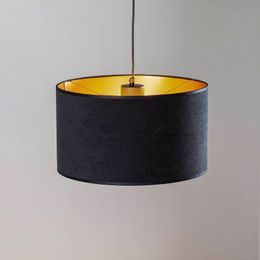 EMIBIG LIGHTING H&auml;ngelampe Jari Stoffschirm 1fl, schwarz-gold