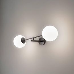 EMIBIG LIGHTING Wandlampe Linear, schwarz/opal, zweiflammig