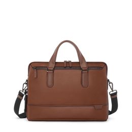 Tumi Harrison Sycamore D&uuml;nne Aktentasche aus Leder mit Laptopfach 14" + GRATIS HOTELGUTSCHEIN Cognac