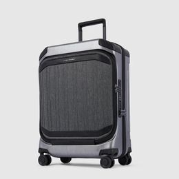 Piquadro PQ Light Premium 4-Rollen Laptop-Trolley, Koffer in Handgep&auml;ckgr&ouml;&szlig;e Grau/Schwarz