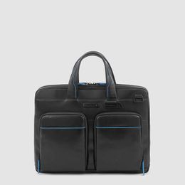 Piquadro Blue Square Revamp Schmale Laptoptasche 14" mit iPad -Fach Schwarz