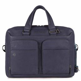 Piquadro Black Square Schmale Kurzgrifflaptoptasche 15" mit Tabletfach oceanblau