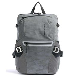 Piquadro PQ-Modular Laptoprucksack 15" aus rezykliertem antiviralen Stoff und RFID Blocker Camo Grigio