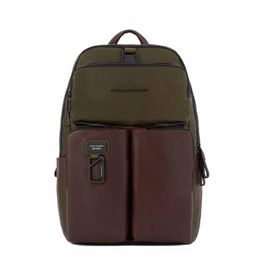 Piquadro Harper Laptoprucksack 15,6" mit iPad 11"-Fach, Anti-Stoss green/dark brown