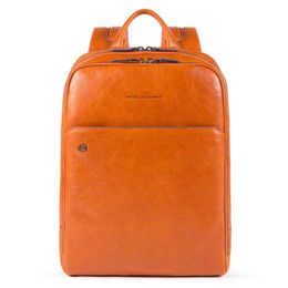 Piquadro Blue Square Special Laptoprucksack mit iPad -Fach, Flaschentasche Orange