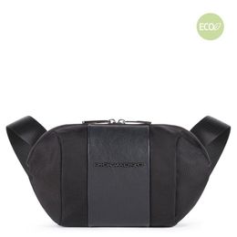 Piquadro Brief 2 Gürteltasche aus rezykliertem Stoff Schwarz