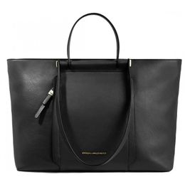 Piquadro Circle Shopper aus Leder mit 15,6" Notebook-Fach Schwarz