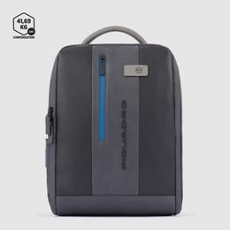 Piquadro Urban Leder Laptop-Rucksack 15,6" mit Diebstahlsicherung Schwarz/Grau