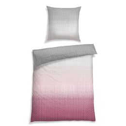 Schiesser Renforc&eacute;-Bettw&auml;sche-Set "Grady" in Rosa/ Wei&szlig;/ Grau - 15% | Gr&ouml;&szlig;e 155x220 cm | Bettwaesche-bettwaren