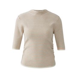 Oui Pullover in Wei&szlig;/ Hellbraun - 67% | Gr&ouml;&szlig;e 34 | Damen-pullover-cardigans