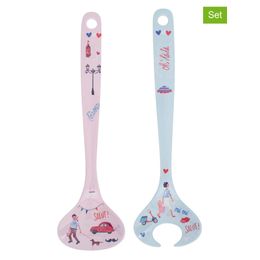 Overbeck and Friends 2er-Set: Salatbesteck "Bonjour" in Rosa/ Hellblau - (L)26,5 cm - 27% | Gedeckter-tisch