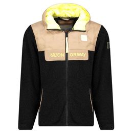 Geographical Norway Fleecejacke "Teclass" in Schwarz/ Beige - 73% | Gr&ouml;&szlig;e XXL | Herren-pullover-sport