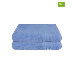 Schiesser 2er-Set: Duscht&uuml;cher "Milano" in Blau - 44% | Gr&ouml;&szlig;e 70x140 cm | Badtextilien