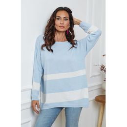 So Cachemire Pullover "Ellev" in Hellblau/ Wei&szlig; - 61% | Gr&ouml;&szlig;e S | Damen-pullover-cardigans