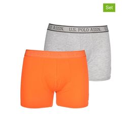 U.S. Polo Assn. 2er-Set: Boxershorts in Grau/ Orange - 53% | Gr&ouml;&szlig;e XXL | Herren-waesche