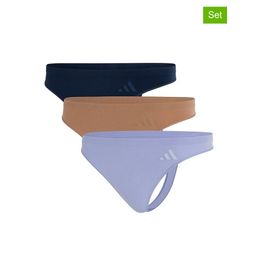 Adidas 3er-Set: Strings in Hellblau/ Hellbraun/ Schwarz - 29% | Gr&ouml;&szlig;e L | Damen-unterteile