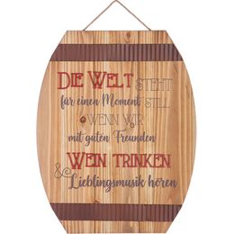 Gilde Schild "Weinfass" in Braun - (B)37 x (H)46,5 x (T)2 cm - 10% | Dekofiguren