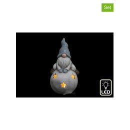 SiL Interiors 2er-Set: LED-Dekoleuchten "Santa" in Grau - (H)18 x Ø 9 cm - 45% | Lichterketten-dekobeleuchtung