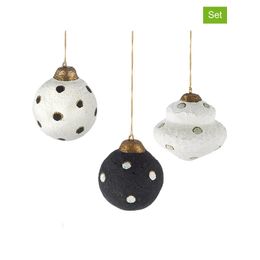 Gilde 3er-Set, Baumschmuck "Dottie" in Grau/ Schwarz/ Wei&szlig; - (H)9 cm - 10% | Dekofiguren