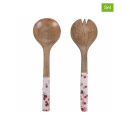 Villa d ́Este 2tlg. Salatbesteck-Set in Braun/ Weiß - (L)33,5 cm - 50% | Gedeckter-tisch