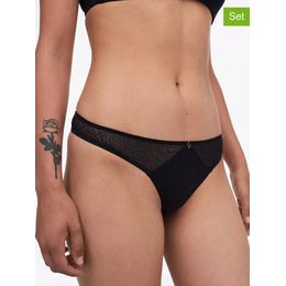 Chantelle 2er-Set: Strings in Schwarz - 66% | Gr&ouml;&szlig;e 40 | Damen-unterteile