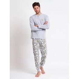 PEANUTS Pyjama in Hellgrau - 60% | Größe XL | Herren-waesche