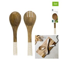 Ethnical Life 2tlg. Salatbesteck-Set in Braun/ Creme - (L)30 cm - 24% | Gedeckter-tisch