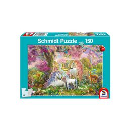 Schmidt Spiele 150tlg. Puzzle "Einhornfamilie im Blütenwald" - ab 7 Jahren - 13% | Gesellschaftsspiele