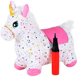 KNORRTOYS H&uuml;pftier &raquo;Einhorn bunt&laquo; inkl. Luftpumpe, mit Kuschelbezug wei&szlig;
