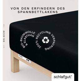 Schlafgut Spannbettlaken &raquo;PURE BOXSPRING in Gr. 90x200, 140x200 oder 180x200, f&uuml;r Boxspringbett&laquo; aus Bio-Baumwolle, f&uuml;r Matratzen bis 40 cm H&ouml;he,...