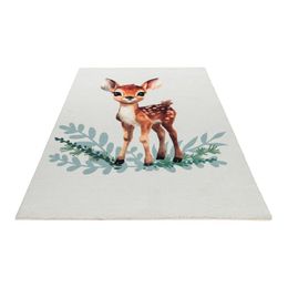 Obsession Kinderteppich &raquo;My Greta 630&laquo; rechteckig 6 mm H&ouml;he bedruckt, niedliches Reh Motiv, waschbar, mit Fransen, Kinderzimmer bunt Obermaterial:...