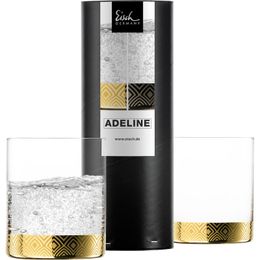 EISCH GERMANY Becher »ADELINE« Trinkglas mit Edelmetall in Geschenkverpackung transparent, goldfarben
