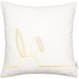 Tom Tailor HOME Dekokissen &raquo;Fluffy Rabbit&laquo; Hasensilhouette und Kunstfellapplikationen, Kissenh&uuml;lle ohne F&uuml;llung natur/beige/creme/gelb + bestickt...