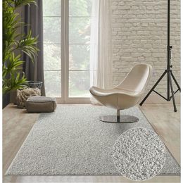 the carpet Teppich &raquo;Foxy&laquo; rechteckig 30 mm H&ouml;he Wohnzimmer Teppich Hochflor waschbar rutschfest grau Obermaterial: 100% Polypropylen B : 120 cm 1...