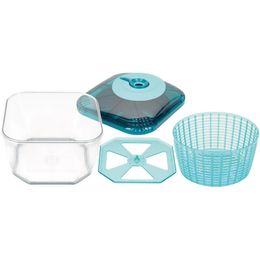 Genius Salatschleuder &raquo;Nicer Dicer Chef Pro Salatschleuder, Set 4-tlg.&laquo; 4 in 1: Waschen, Schleudern, Abgie&szlig;en und Servieren &ndash; alles in einem blau Kunststoff