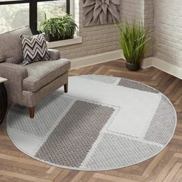 Carpet City Teppich &raquo;LINDO 8877&laquo; rund 11 mm H&ouml;he Kurzflor, Hochtief-Muster/ 3D-Effekt, Boho-Stil, Wohnzimmer beige Obermaterial: 100% Polyester