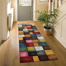 Paco Home Teppich &raquo;Smaragd 753&laquo; rechteckig 13 mm H&ouml;he Kurzflor, 3D-Design, mit Karo Muster, auch als L&auml;ufer erh&auml;ltlich mehrfarbig Obermaterial:...