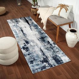 LIVABLISS Teppich &raquo;HELSINKI&laquo; rechteckig 11 mm H&ouml;he Designerteppich in Marmor Optik, Kurzflor Wohnzimmerteppich/L&auml;ufer blau Obermaterial: 100%...