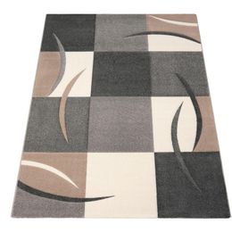 Paco Home Teppich &raquo;Lara 235&laquo; rechteckig 16 mm H&ouml;he Kurzflor, modernes Design, Pastell-Farben, mit Konturenschnitt taupe Obermaterial: 100%...